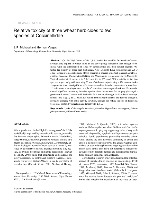 (PDF) Relative toxicity of three wheat herbicides to two species of ...