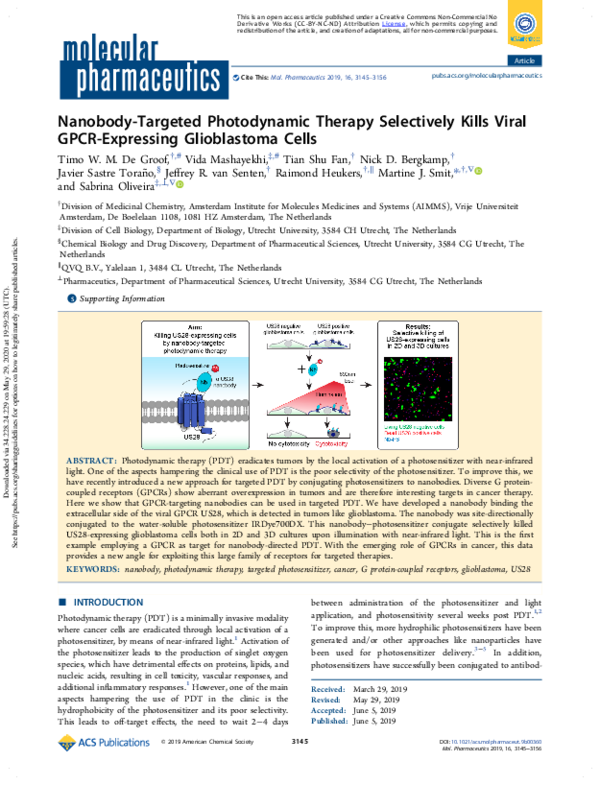 (PDF) Nanobody-Targeted Photodynamic Therapy Selectively Kills Viral GPCR-Expressing ...