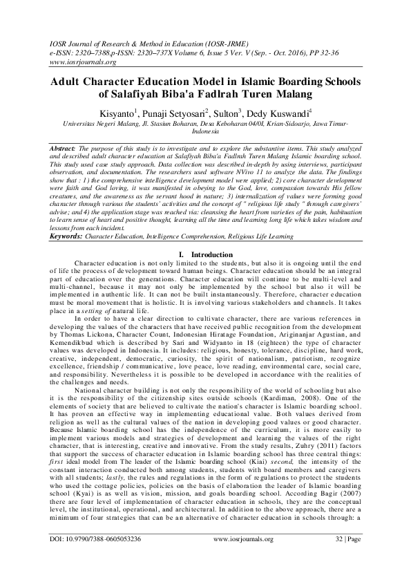 (PDF) Adult Character Education Model in Islamic Boarding Schools of ...