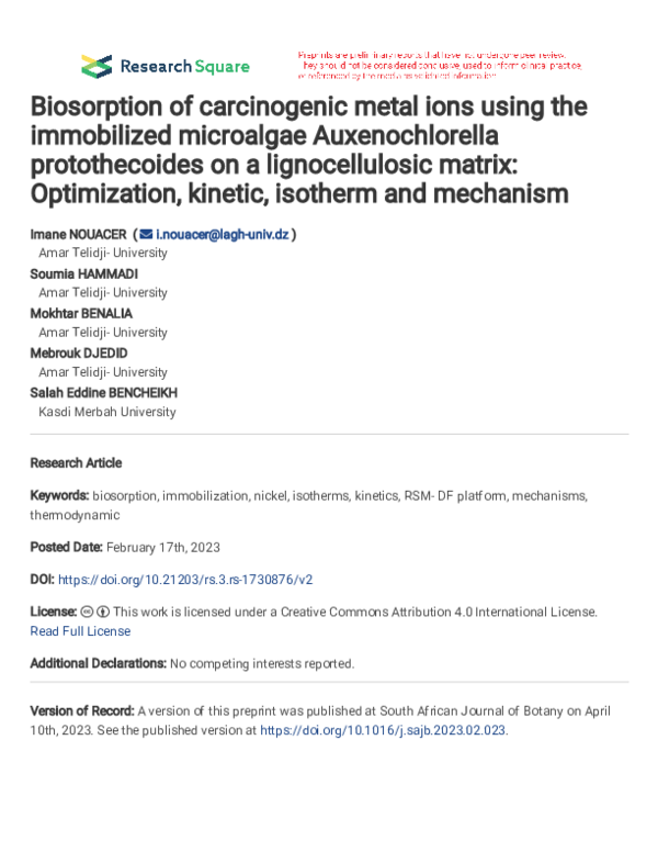 (PDF) A comprehensive study on the scavenging of carcinogenic metal ...