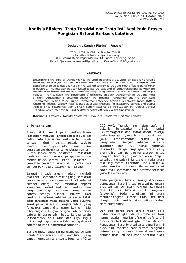 (PDF) Analisis Efisiensi Trafo Toroidal dan Trafo Inti Besi Pada Proses ...