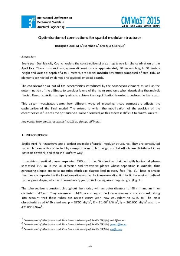 (PDF) Optimization of connections for spatial modular structures