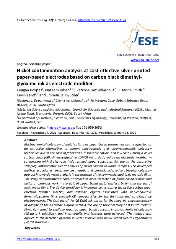 Nickel contamination analysis at cost-effective silver printed paper ...