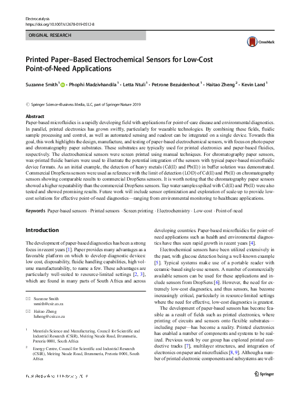 (PDF) Printed Paper–Based Electrochemical Sensors for Low-Cost Point-of ...