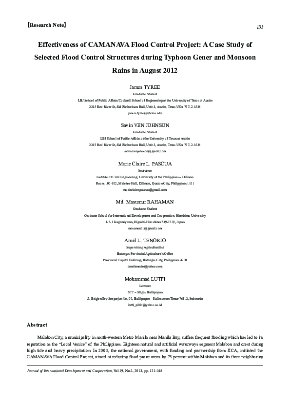 (PDF) Effectiveness of CAMANAVA Flood Control Project : A Case Study of ...
