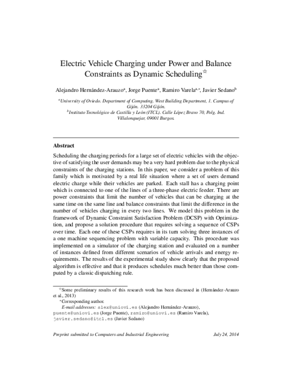 (PDF) Electric vehicle charging under power and balance constraints as ...