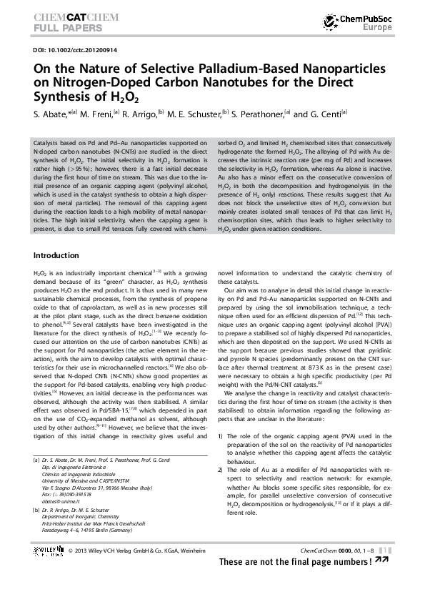 (PDF) On the nature of selective palladium-based nanoparticles on nitrogen-doped carbon ...