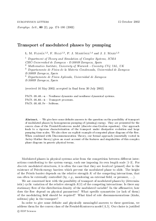 (PDF) Transport of modulated phases by pumping