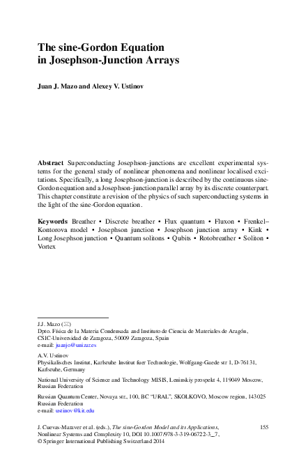 (PDF) The sine-Gordon Equation in Josephson-Junction Arrays