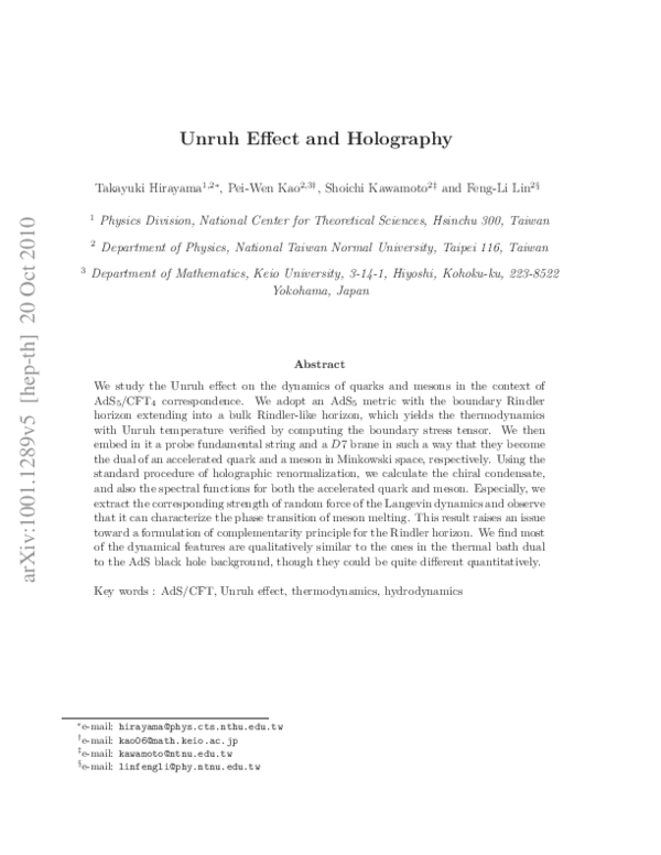 (PDF) Unruh effect and holography