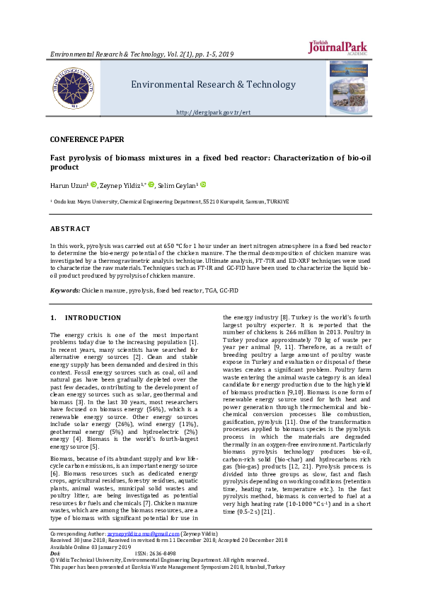 (PDF) Fast pyrolysis of biomass mixtures in a fixed bed reactor: Characterization of bio-oil product
