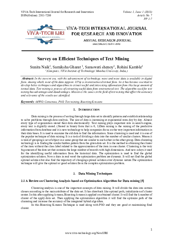 (PDF) Survey on Efficient Techniques of Text Mining