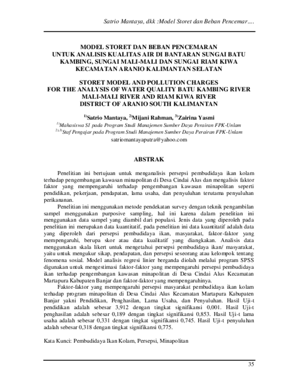 (PDF) Storet Model and Pollution Charges for the Analysis of Water ...