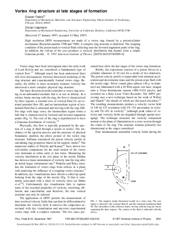 (PDF) Vortex ring structure at late stages of formation
