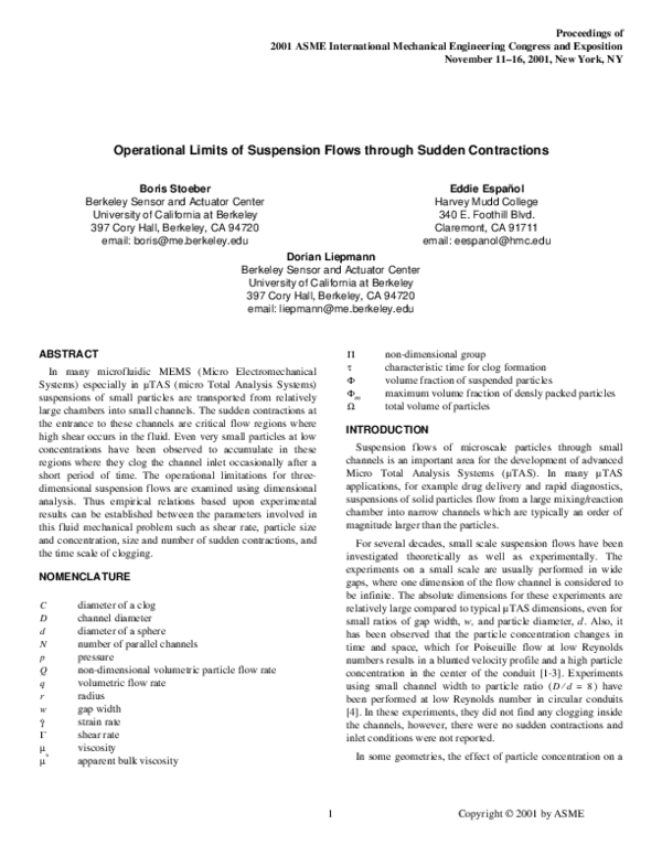 (PDF) Operational Limits of Suspension Flows Through Sudden Contractions