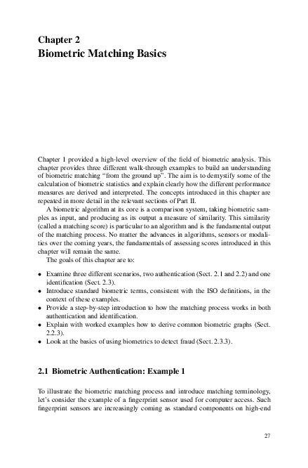 (PDF) Biometric Matching Basics