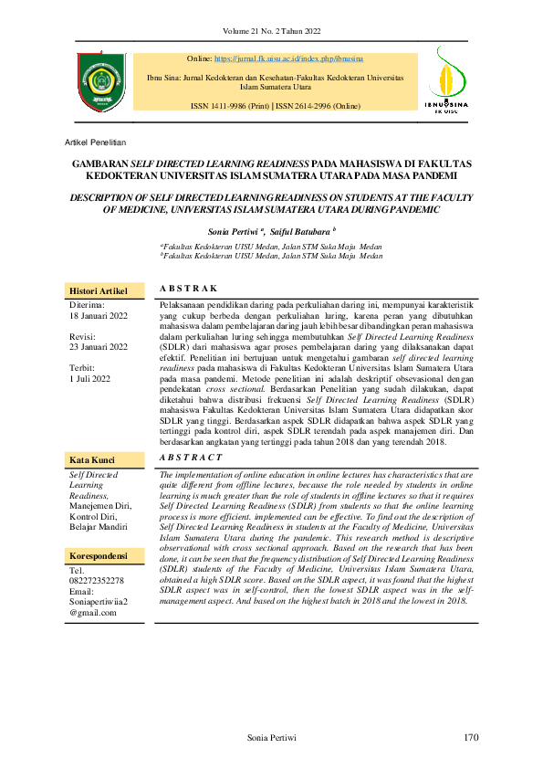 (PDF) Gambaran Self Directed Learning Readiness Pada Mahasiswa DI Fakultas Kedokteran ...