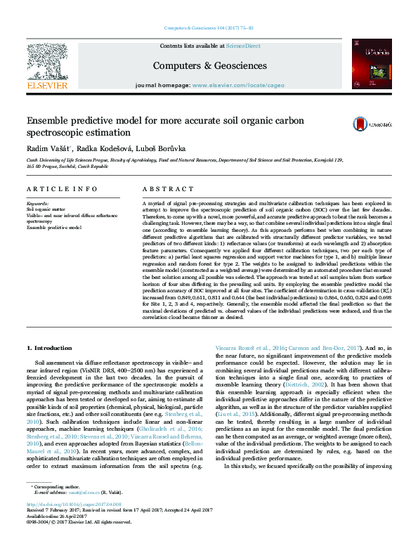 (PDF) Ensemble predictive model for more accurate soil organic carbon ...