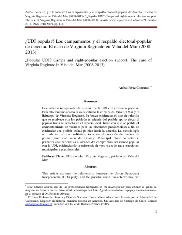 (PDF) ¿UDI popular? Los campamentos y el respaldo electoral-popular de ...
