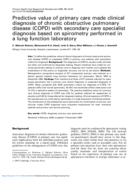 (PDF) Predictive value of primary care made clinical diagnosis of ...