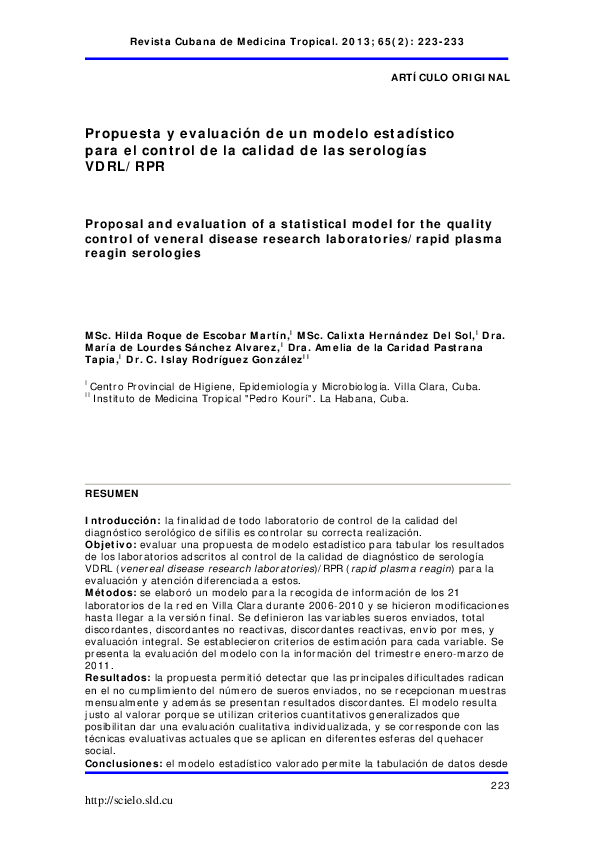 (PDF) Propuesta y evaluación de un modelo estadístico para el control ...