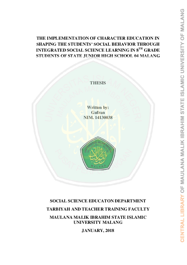 (PDF) The implementation of character education in shaping the students ...