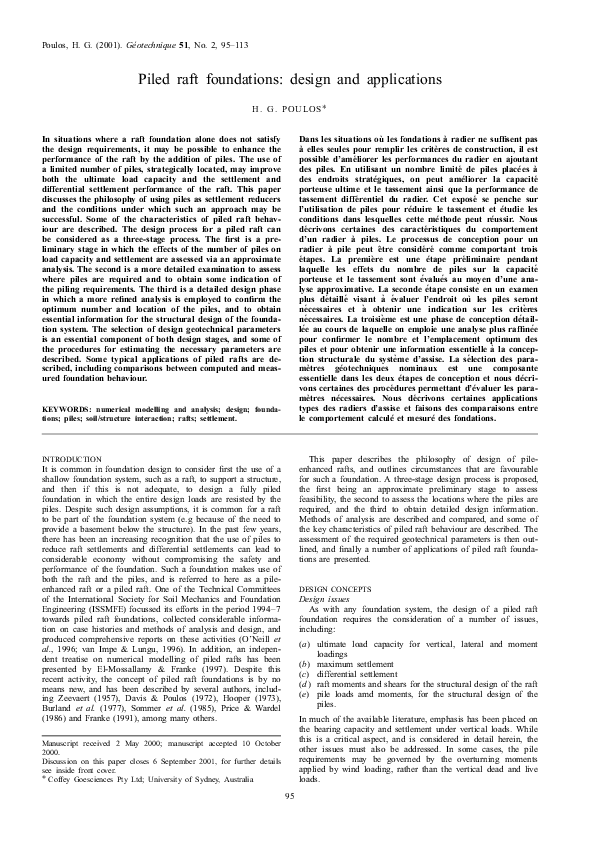 (PDF) Piled raft foundations: design and applications