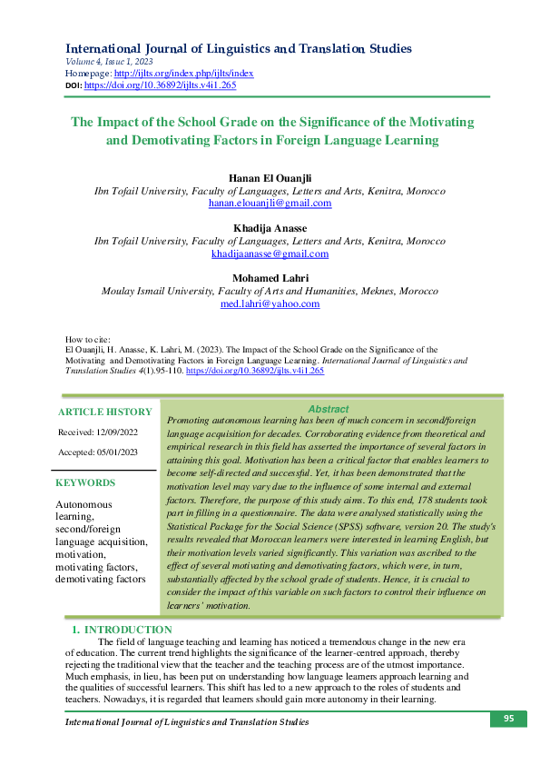 (PDF) The Impact of the School Grade on the Significance of the ...