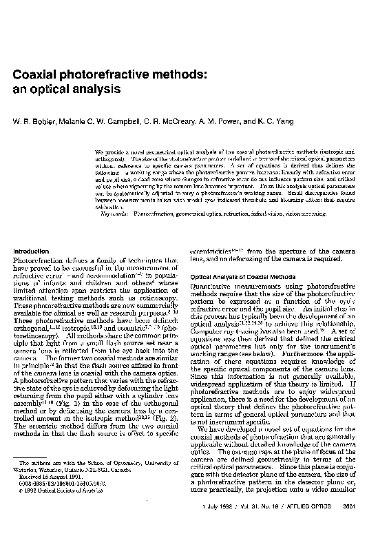 (PDF) Coaxial photorefractive methods: an optical analysis
