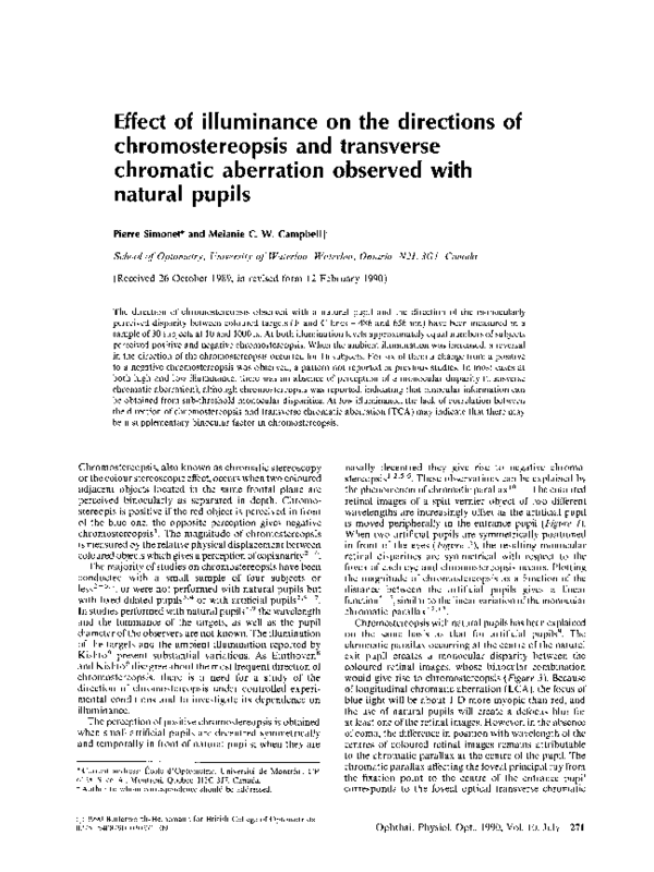 (PDF) Effect of illuminance on the directions of chromostereopsis and ...