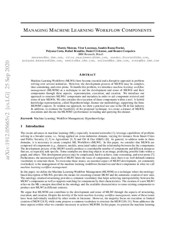 (PDF) Managing Machine Learning Workflow Components