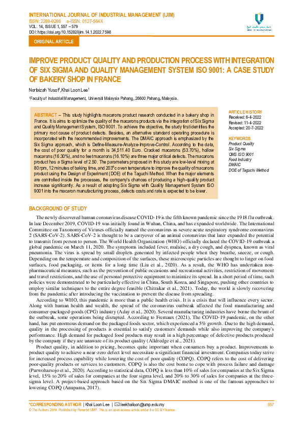 (PDF) Improve Product Quality and Production Process with Integration ...