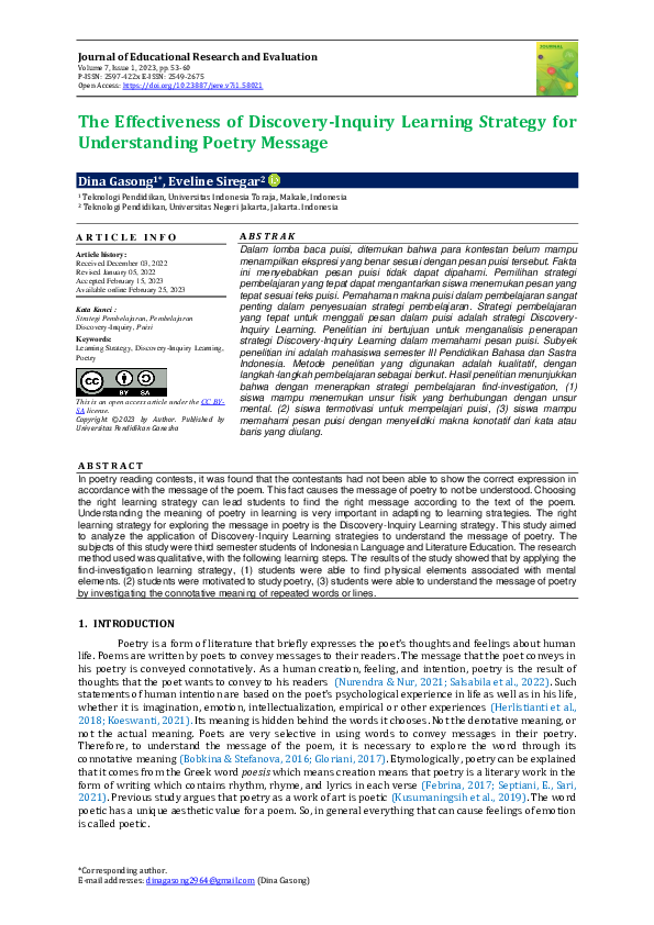 (PDF) The Effectiveness of Discovery-Inquiry Learning Strategy for ...