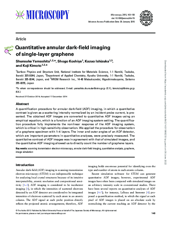 (PDF) Quantitative annular dark-field imaging of single-layer graphene