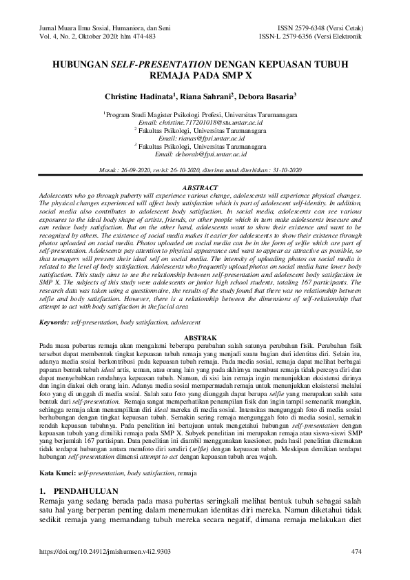 (PDF) Hubungan Self-Presentation Dengan Kepuasan Tubuh Remaja Pada SMP ...