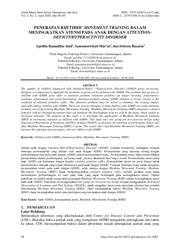 (PDF) Penerapan Rhythmic Movement Training Dalam Meningkatkan Atensi ...