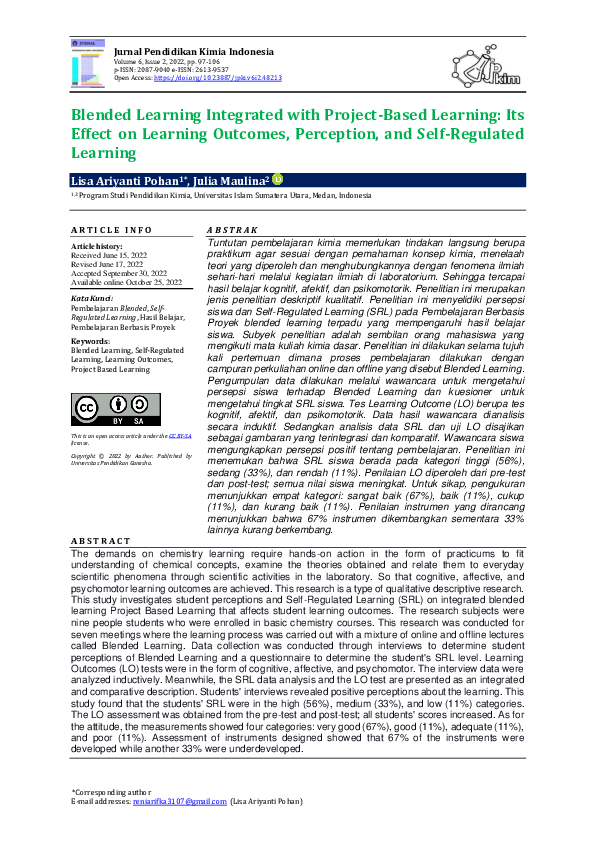 (PDF) Blended Learning Integrated with Project-Based Learning: Its Effect on Learning Outcomes ...
