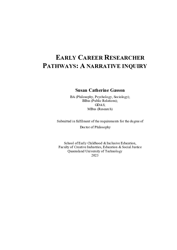 (PDF) Early Career Research Pathways: A narrative inquiry