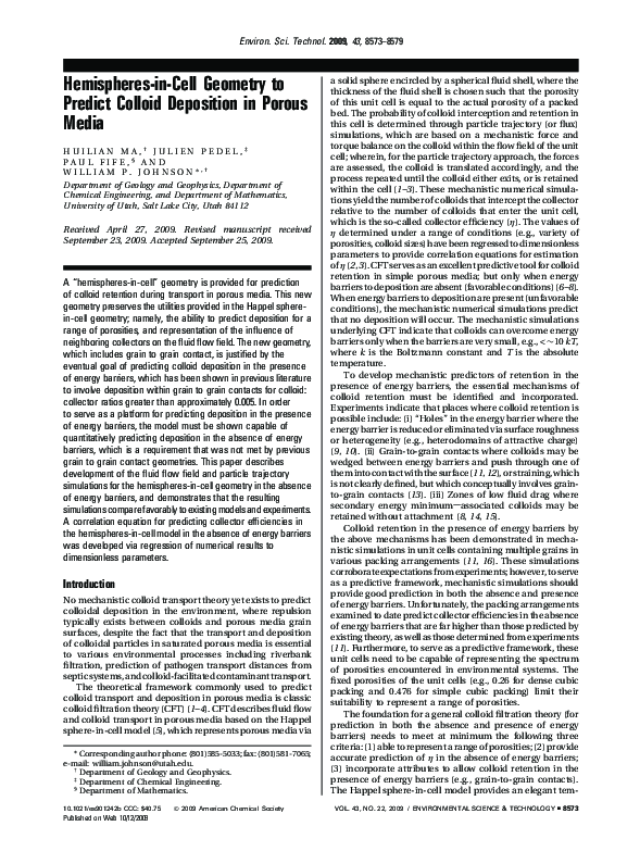 (PDF) Hemispheres-in-Cell Geometry to Predict Colloid Deposition in ...