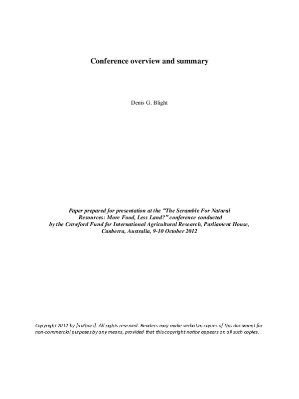 (PDF) Conference overview and summary