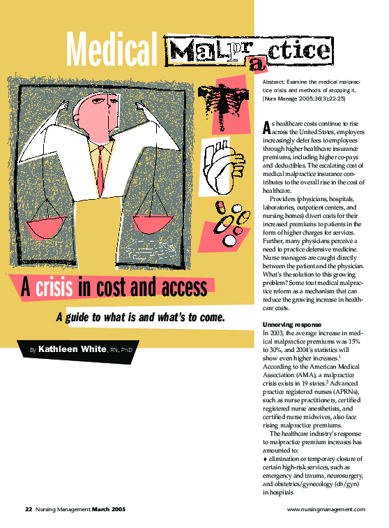(PDF) Medical Malpractice: A crisis in cost and access | Kathleen White ...