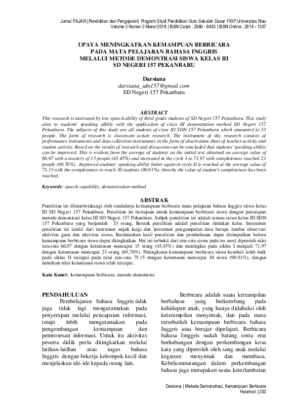 (PDF) Upaya Meningkatkan Kemampuan Berbicara Pada Mata Pelajaran Bahasa ...