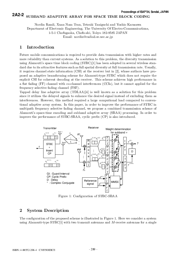 Pdf Subband Adaptive Array For Space Time Block Coding Xuan Xem Tran 6939
