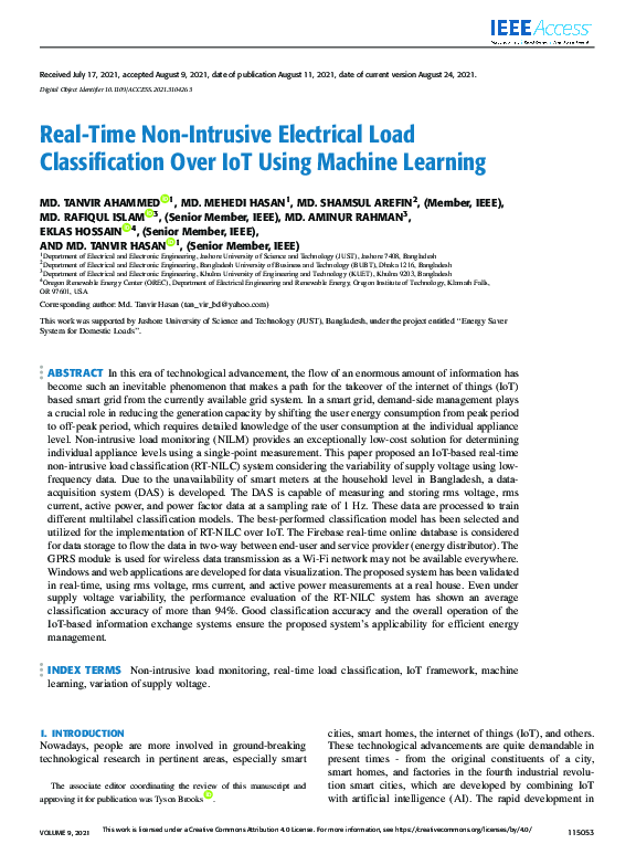 Pdf Real Time Non Intrusive Electrical Load Classification Over Iot Using Machine Learning
