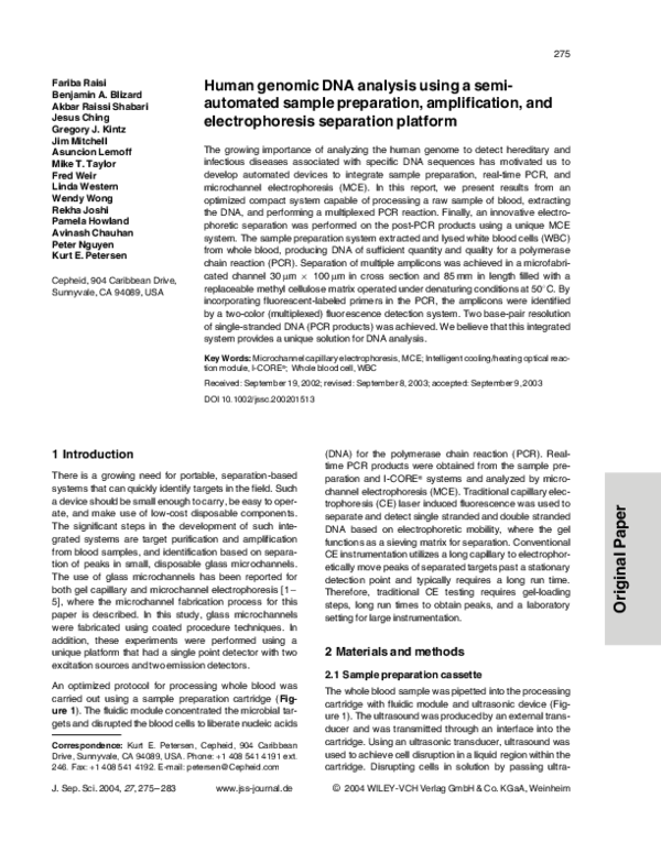 (PDF) Human genomic DNA analysis using a semi-automated sample ...