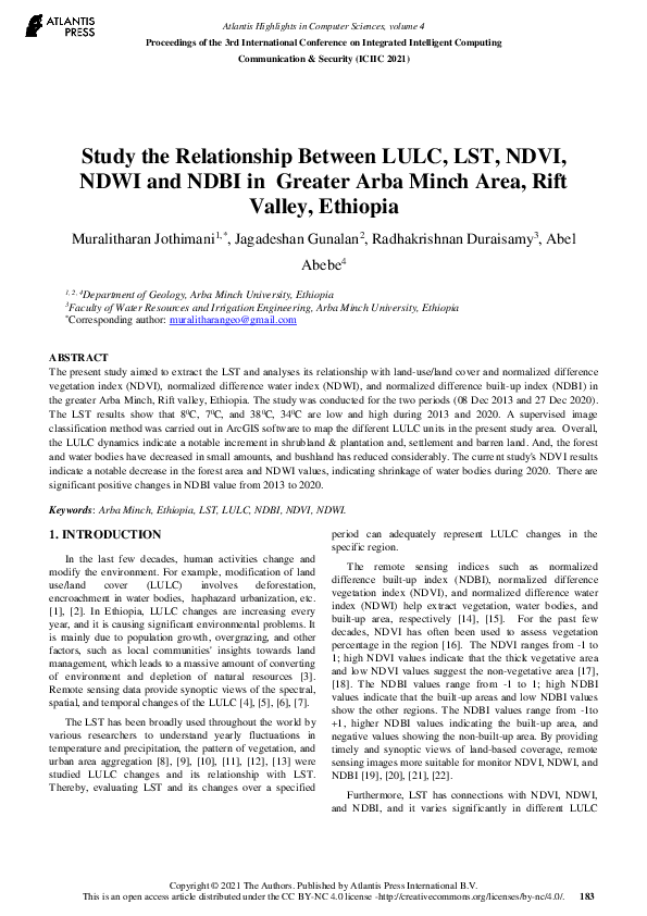 (PDF) Study the Relationship Between LULC, LST, NDVI, NDWI and NDBI in ...