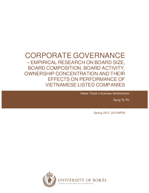 (PDF) CORPORATE GOVERNANCE Empirical Research on Board Size, Board Composition, Board Activity ...