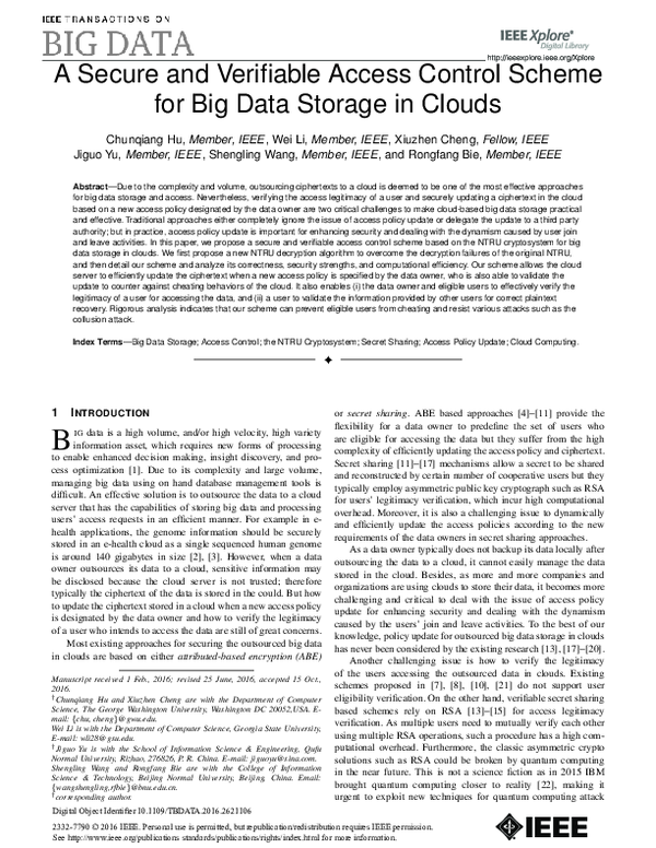 (PDF) A Secure and Verifiable Access Control Scheme for Big Data Storage in Clouds