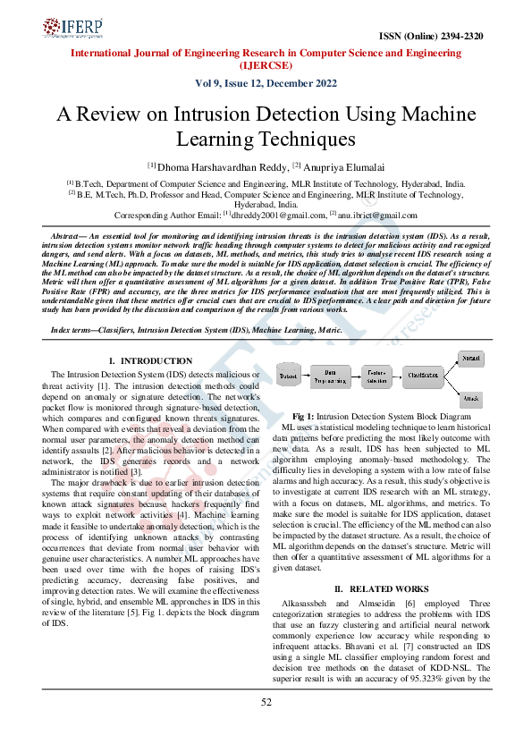 A Review On Intrusion Detection Using Machine Learning Techniques