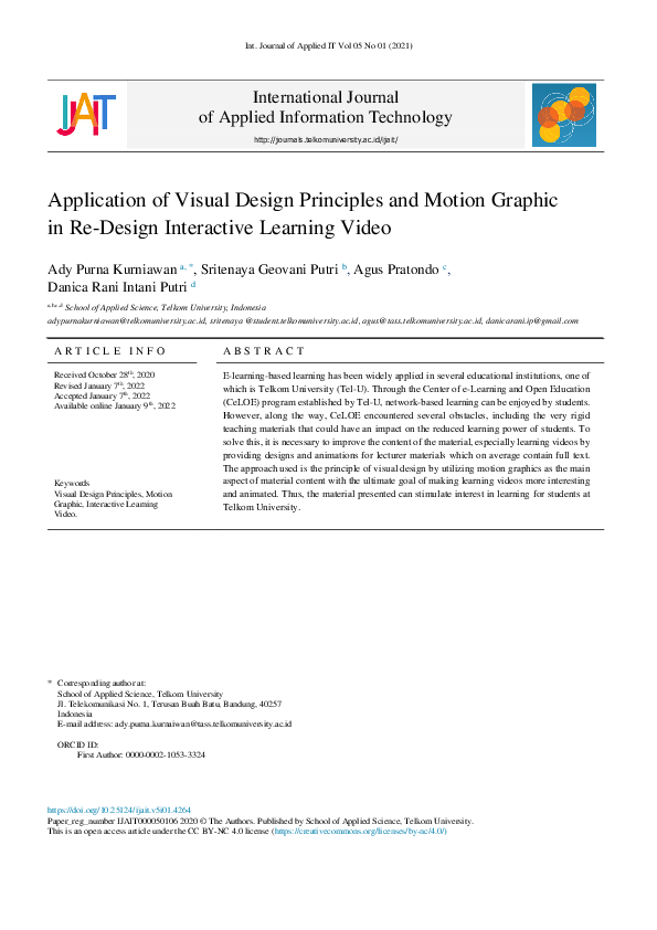 (PDF) Application of Visual Design Principles and Motion Graphic in Re-Design Interactive ...